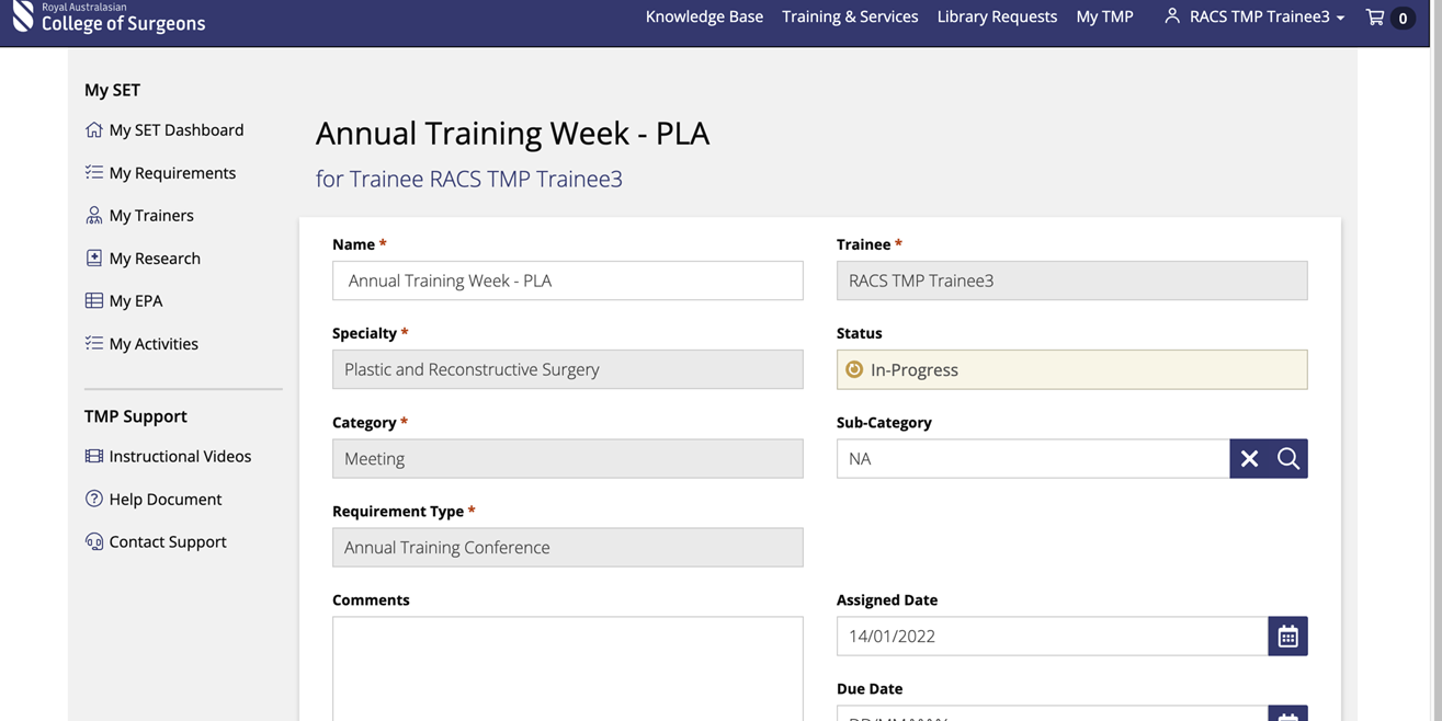 TMP User Guide for Trainees | RACS